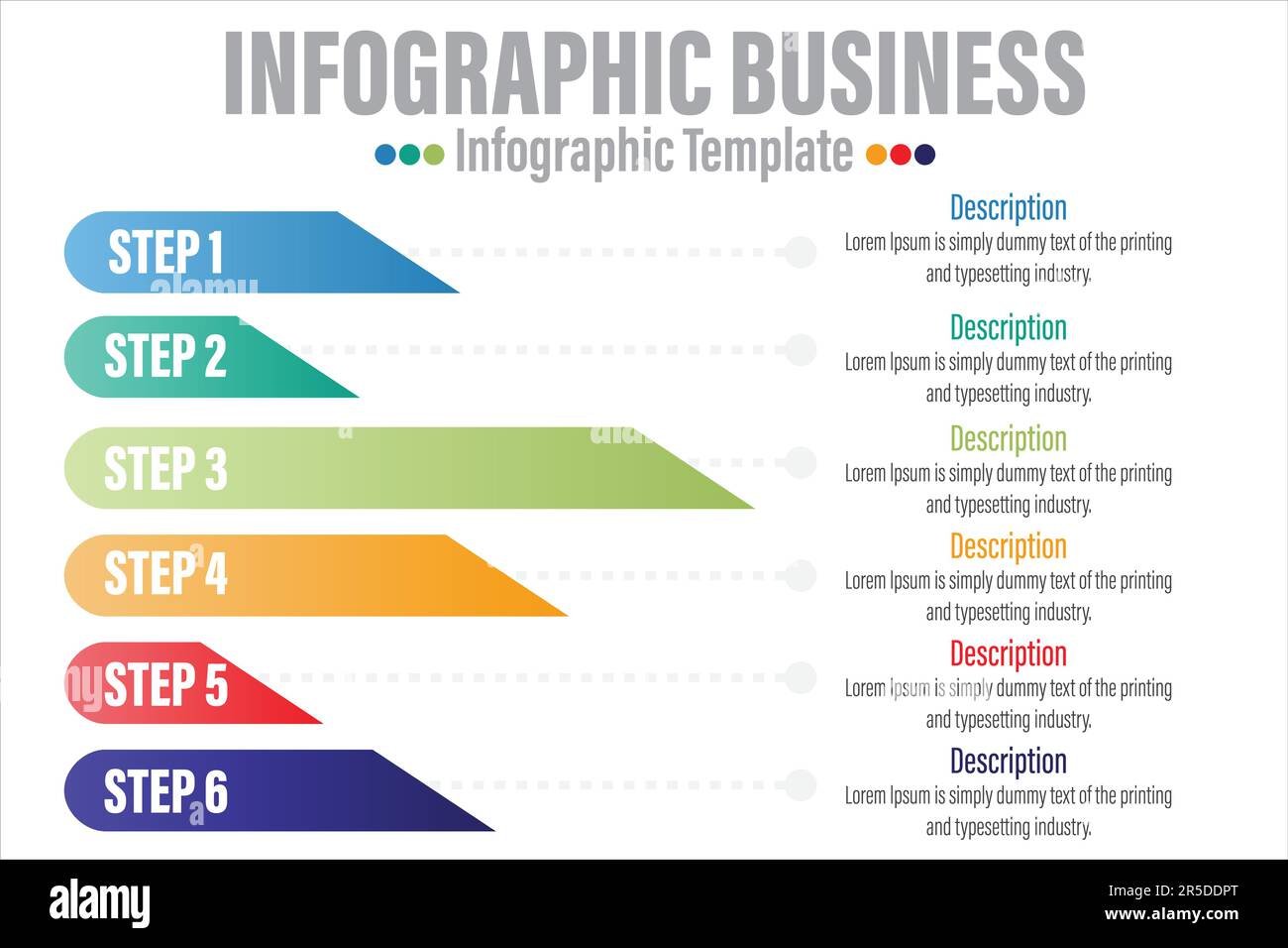 6 Steps, six 6 option Paper note shape elements with steps,road map ...