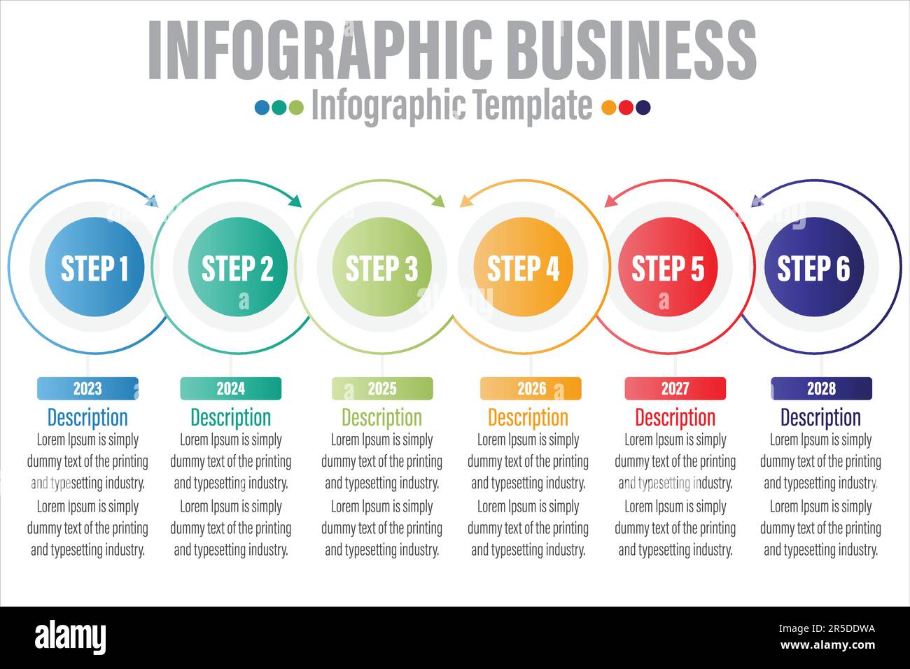 Timeline 6 Steps, six 6 option shape table chart elements with steps ...