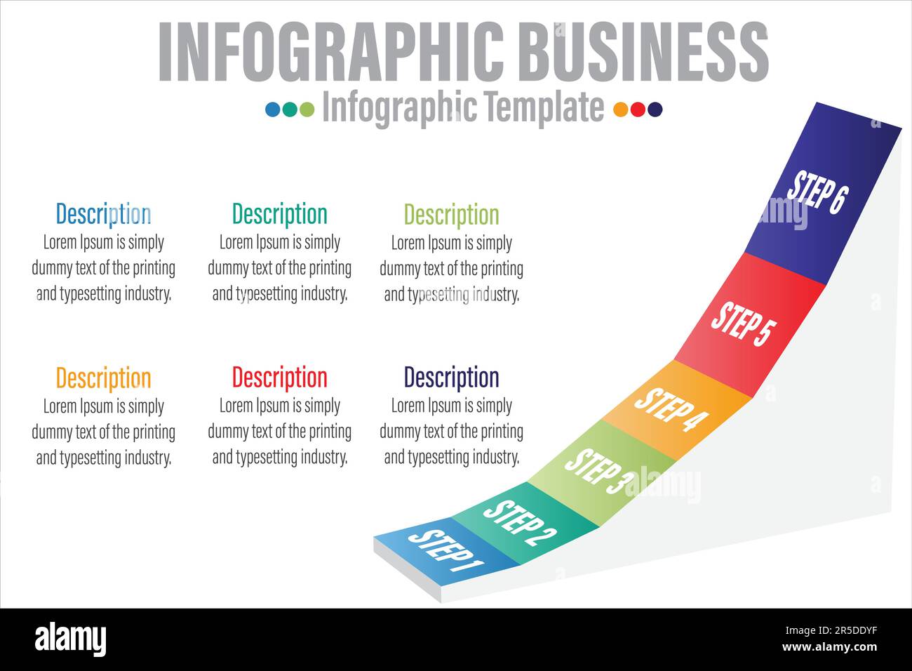 Concept business process with 6 Steps 6 successive steps. Three ...