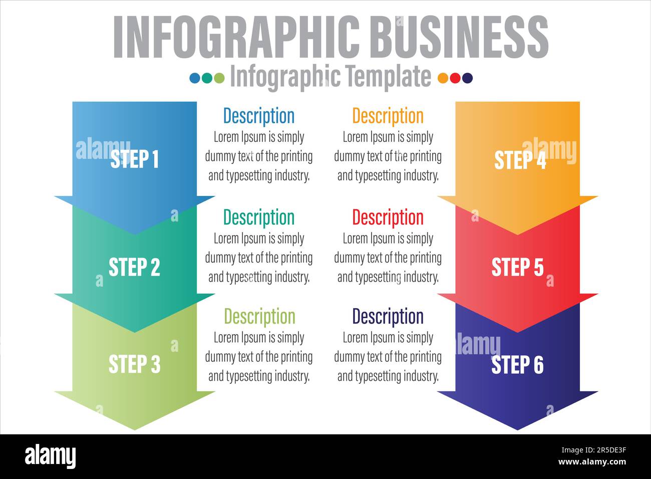 Arrow 6 Step or Six option Business data visualization. Abstract elements of graph, diagram with ...