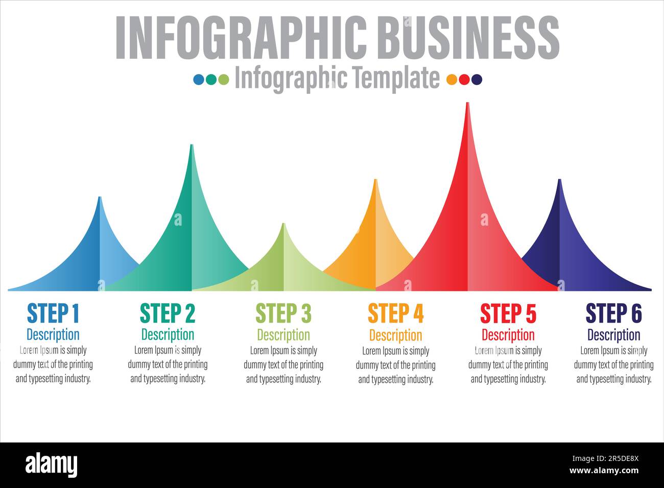 Timeline infographic template with 6 steps, 6 option 6 dot steps and ...