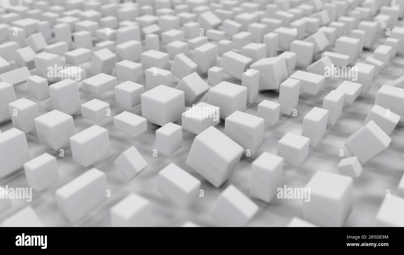 Many white cuboids geometric graphics - cg concept - abstract 3D ...