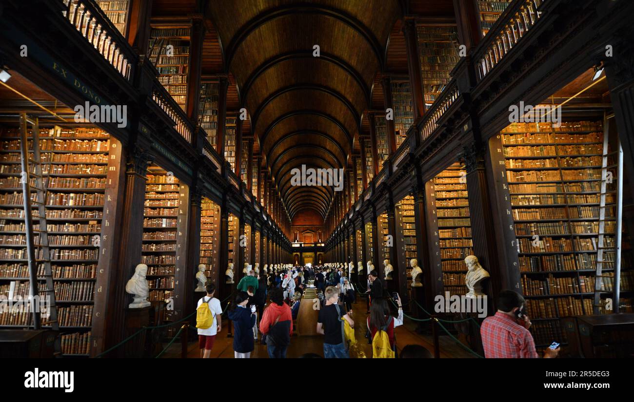 The Long Room at the Trinity College Library in Dublin, Ireland Stock ...