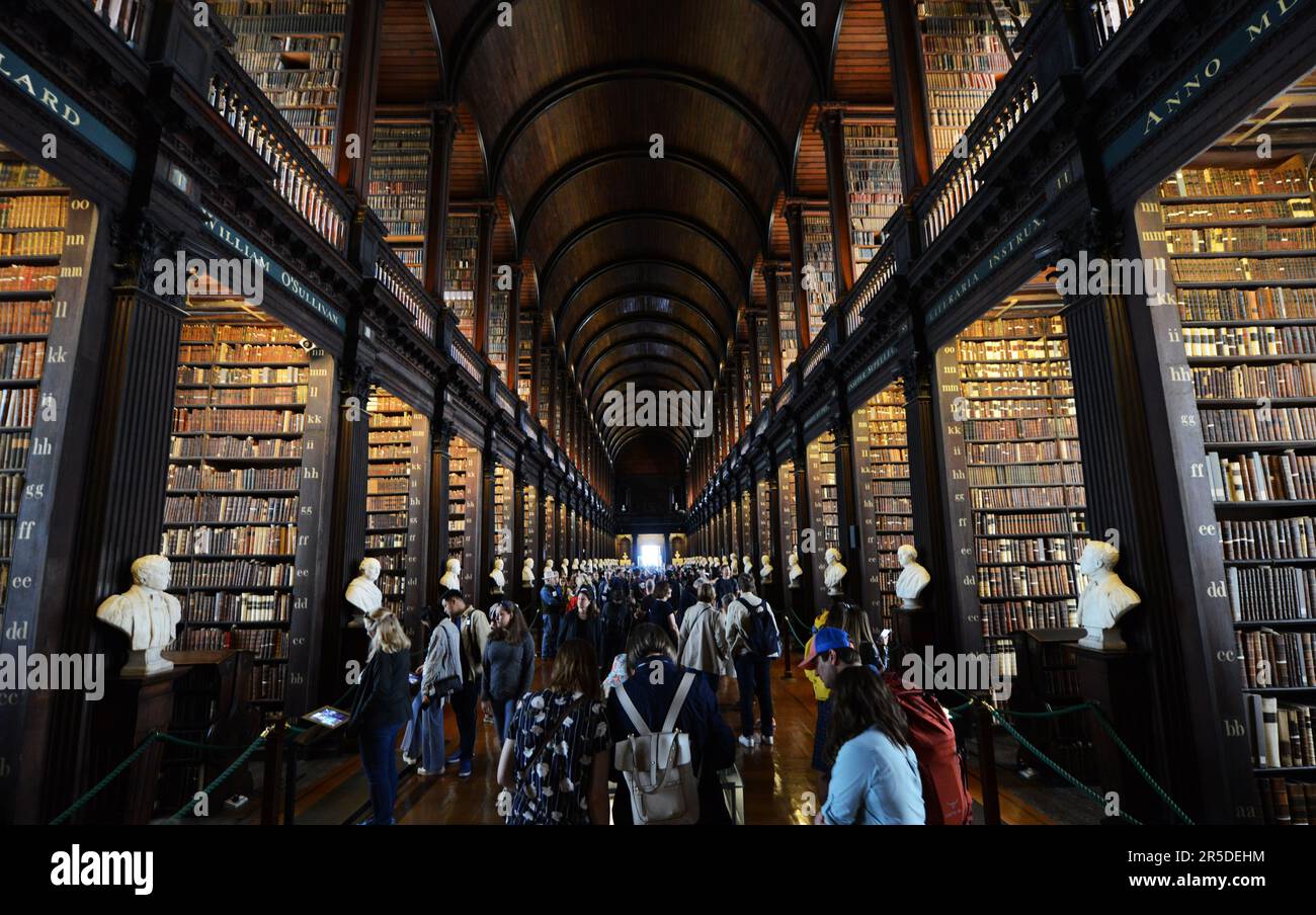 The Long Room at the Trinity College Library in Dublin, Ireland Stock ...