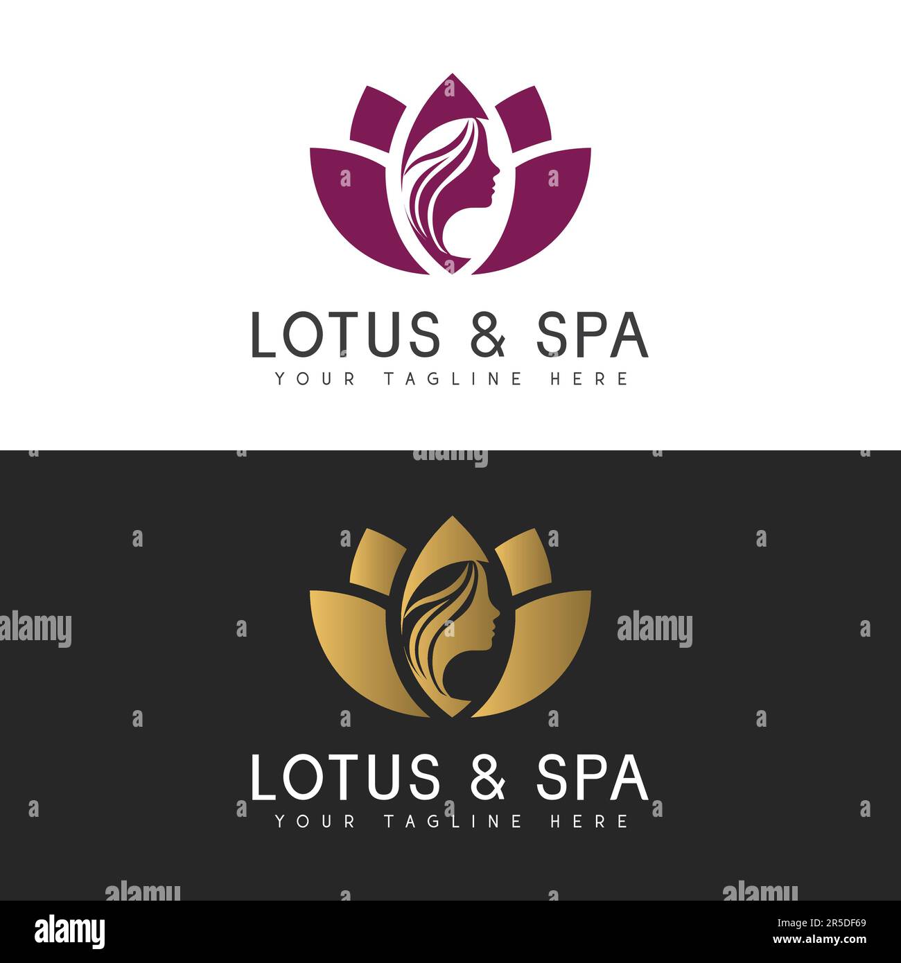 Luxury Lotus Spa Logo Design Beauty Massage Center Logotype Stock ...