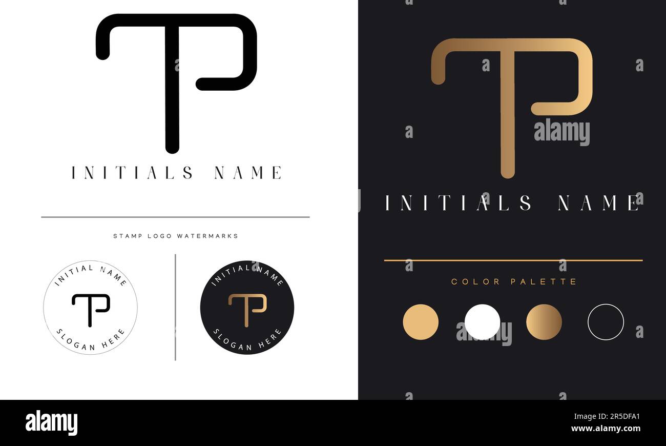 Luxury TP or PT Initial Monogram Text Letter Logo Design Stock Vector ...