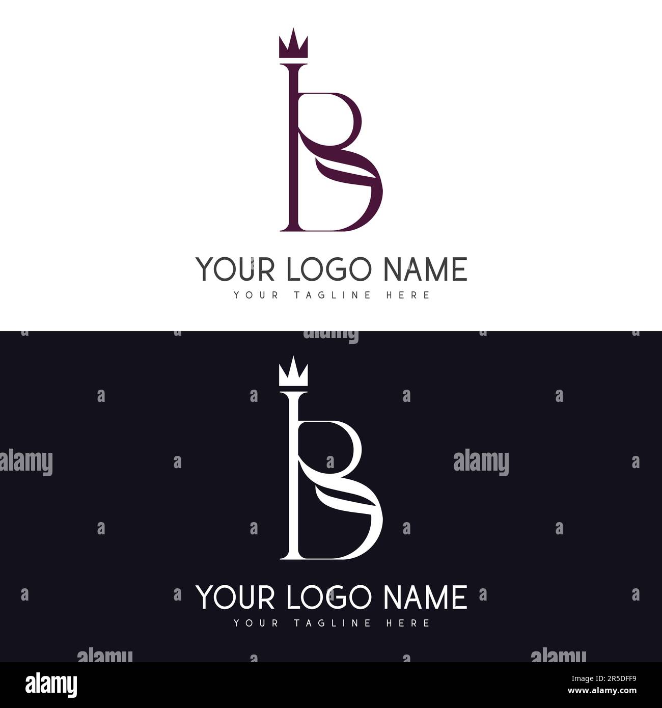 Luxury Initial Queen Crown Ib Or Bi Monogram Text Letter Logo Design