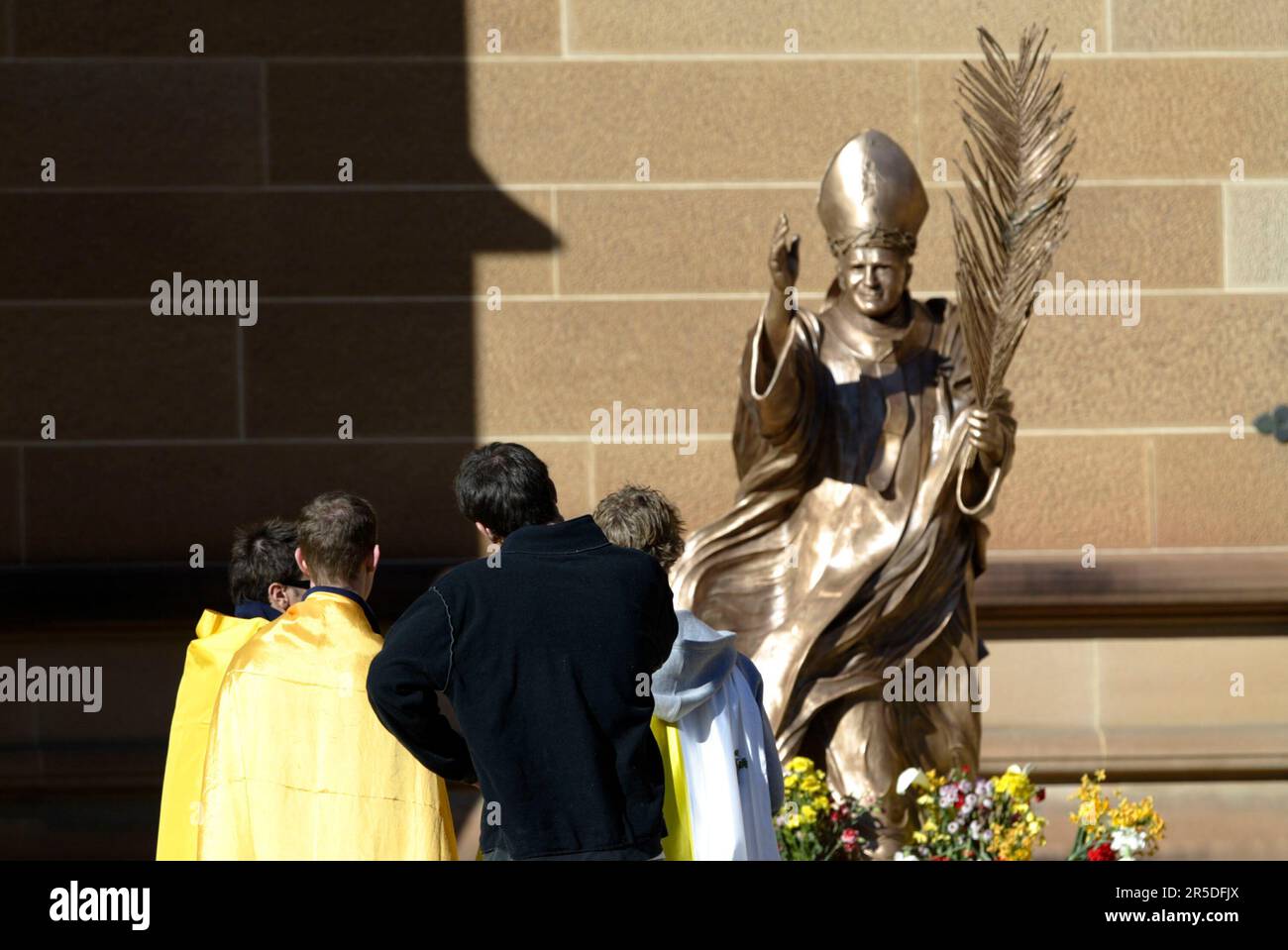 The newly erected statue of Pope John Paul II at St Mary’s Cathedral, a ...