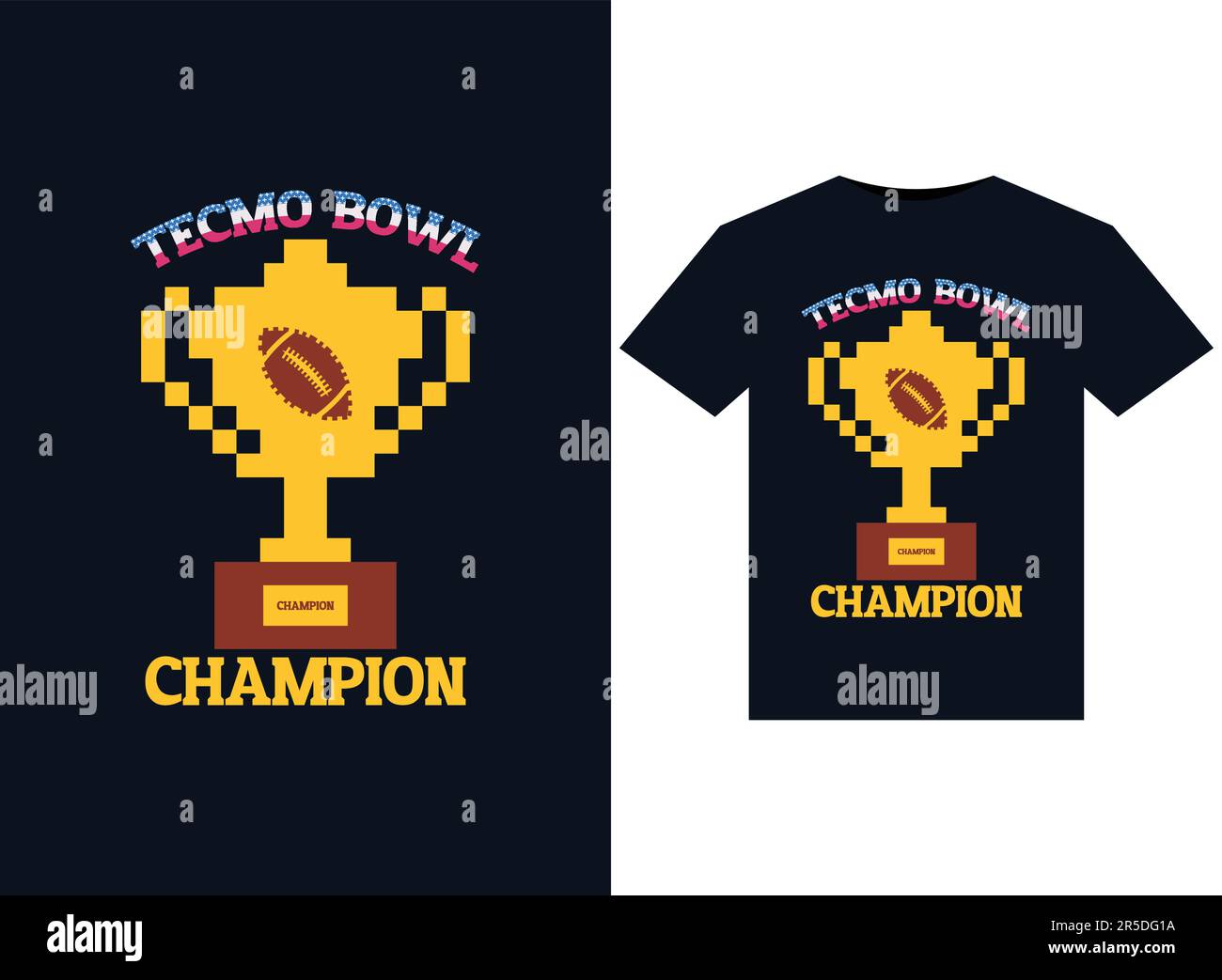 Tecmo Bowl Champion illustrations for print-ready T-Shirts design Stock ...