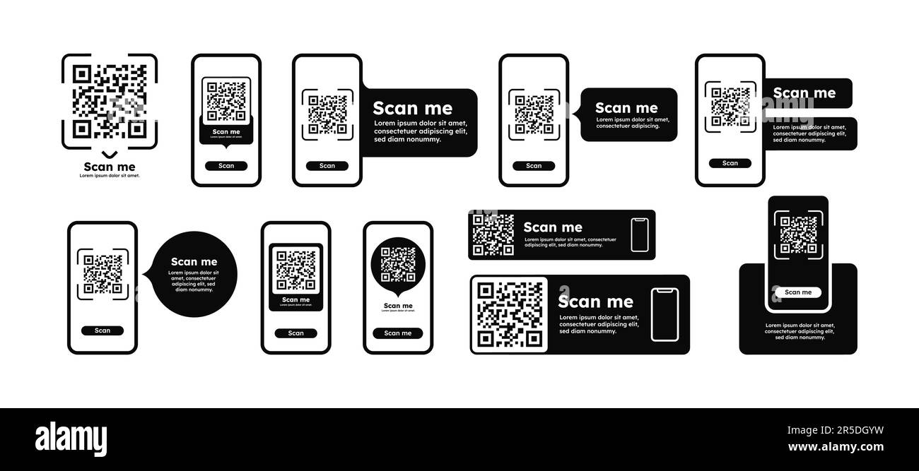 QR code on phone set Stock Vector Image & Art - Alamy