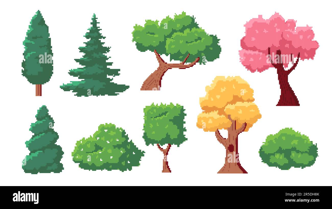 Pixel trees set Stock Vector Image & Art - Alamy