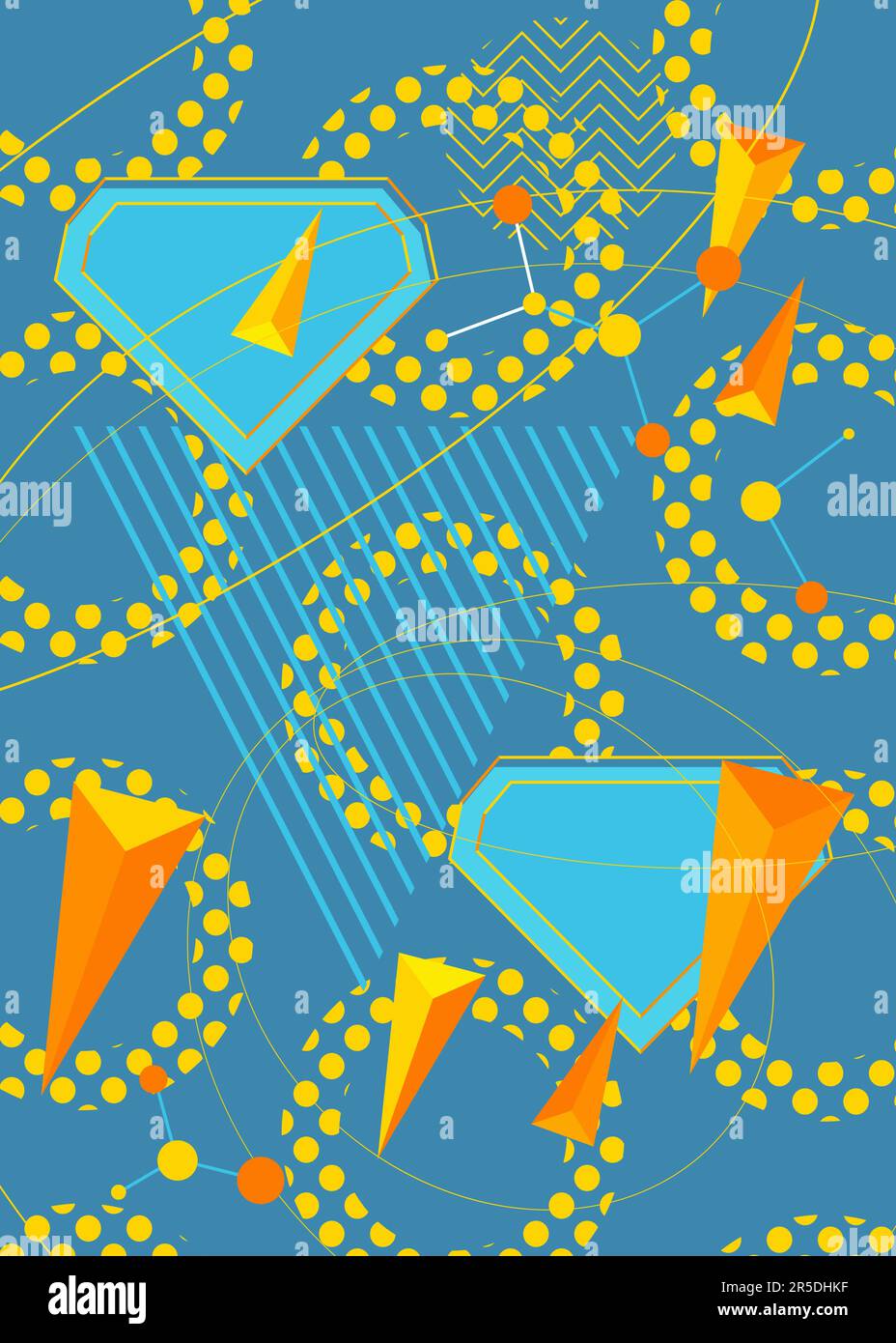 Abstract blue and yellow old geometrical shapes background. Simple ...