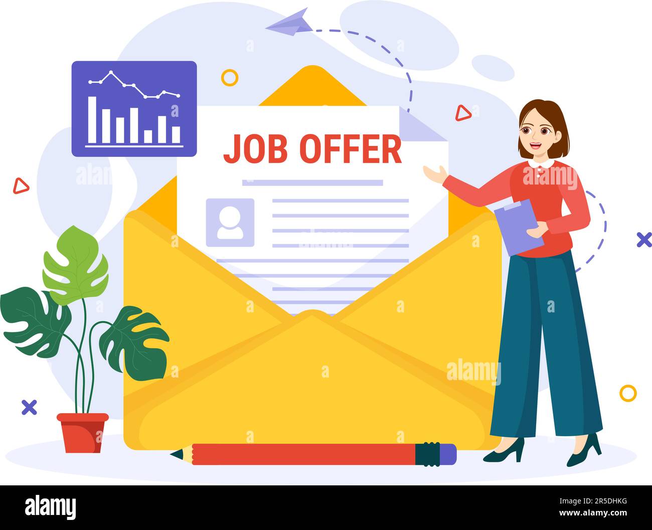 Job Offer Vector Illustration with Businessman Recruitment Search ...