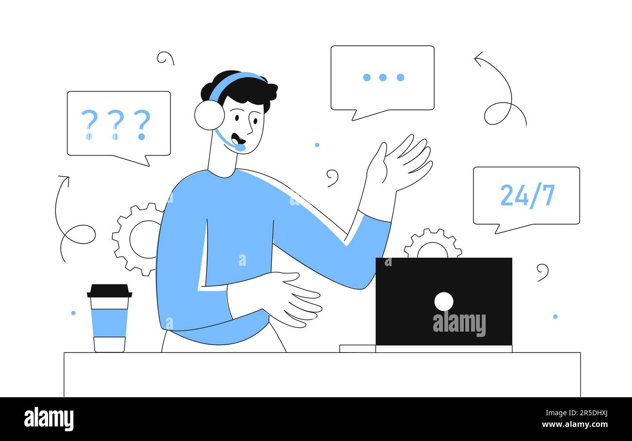 Man in call center Stock Vector Image & Art - Alamy