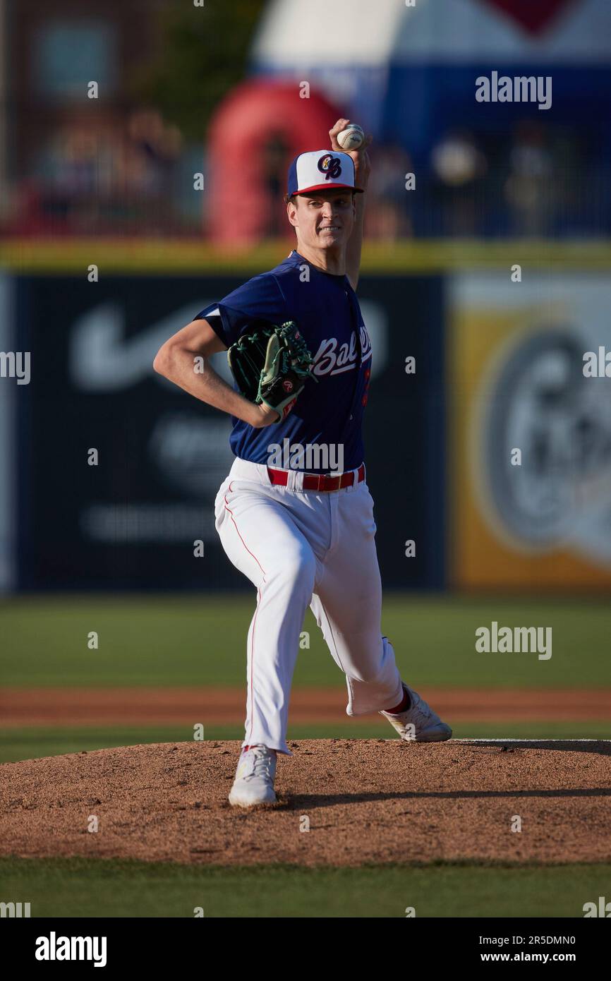 Kannapolis Cannon Ballers starting pitcher Noah Schultz (33) in action during the Carolina ...