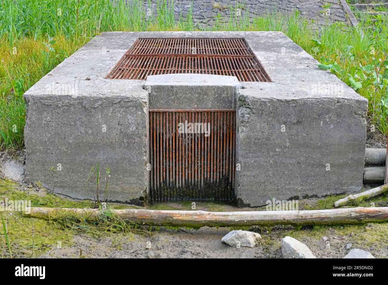 Dam of a dried up pond. The concept of drought and global warming Stock ...