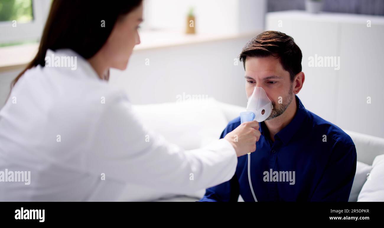 Asthma Copd Breath Nebulizer And Mask Given By Doctor Or Nurse Stock ...