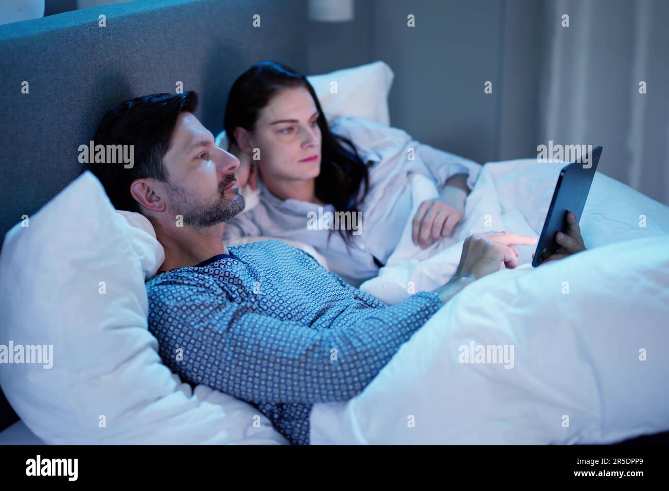 Family Watching TV Through Tablet Television And Movie Streaming Stock ...