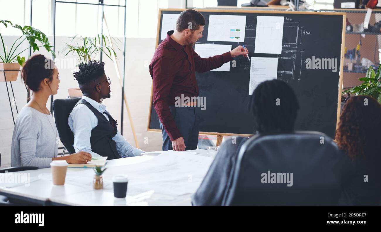 Putting together their plan of action. a businessman giving a ...