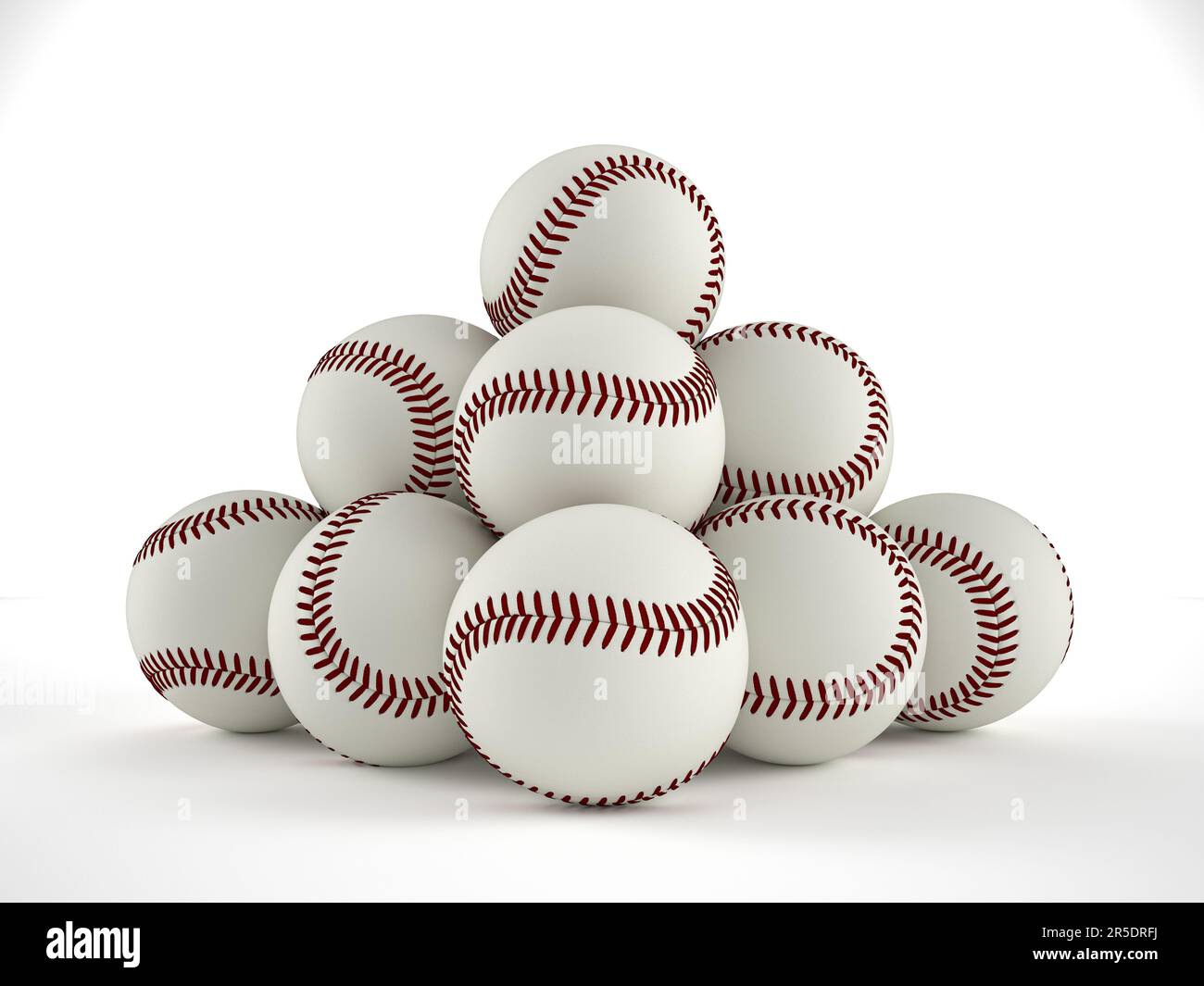 Pyramid formed by baseball balls on a white background. 3d illustration ...
