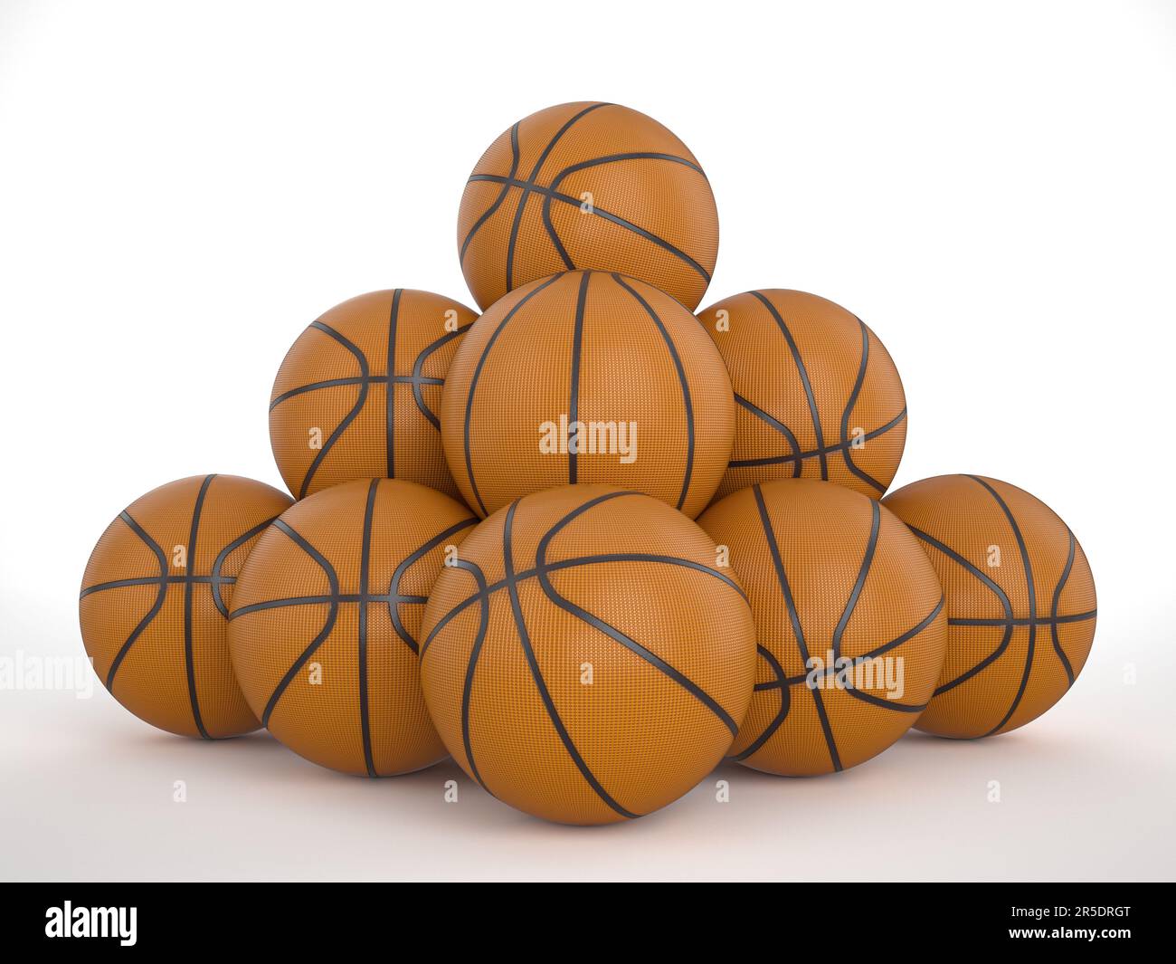 Pyramid formed by basketball balls. 3d illustration Stock Photo - Alamy