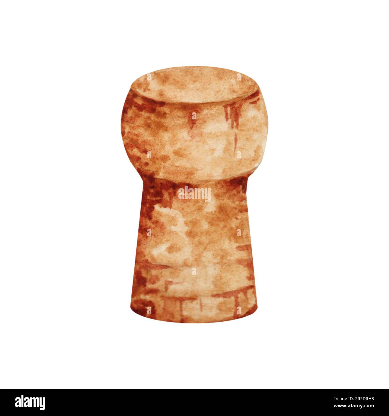 Watercolor illustration of champagne sparkling wine cork. Hand drawn ...