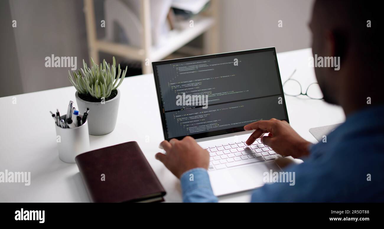 African American Web Developer Programmer. Coding Software Stock Photo ... African American Web Developer Programmer. Coding Software Stock Photo ...