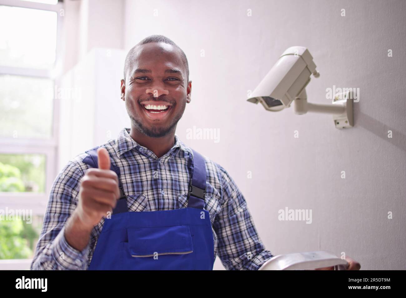 Technician Using Surveillance Security Camera Video System Stock Photo ...