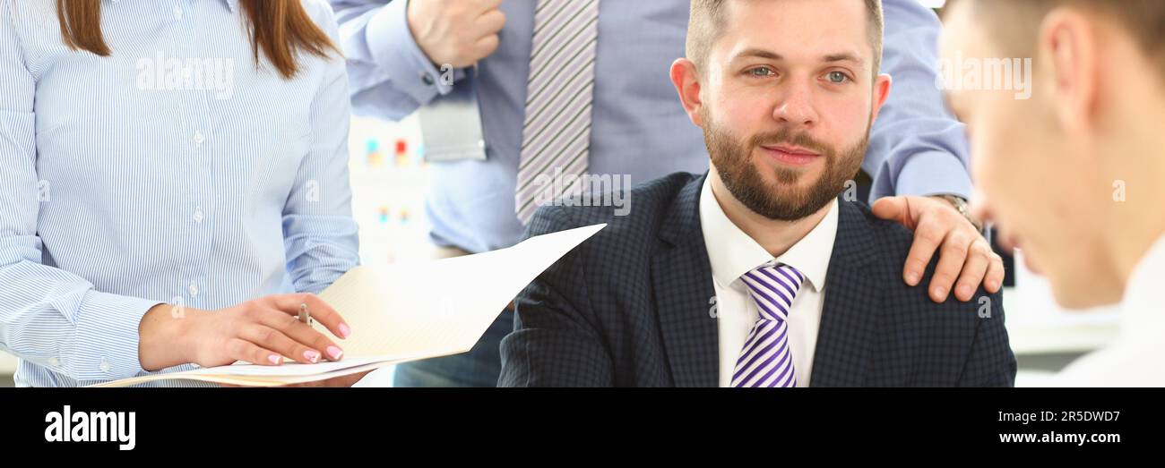 Business people shake hands ending meeting. Business partner and ...