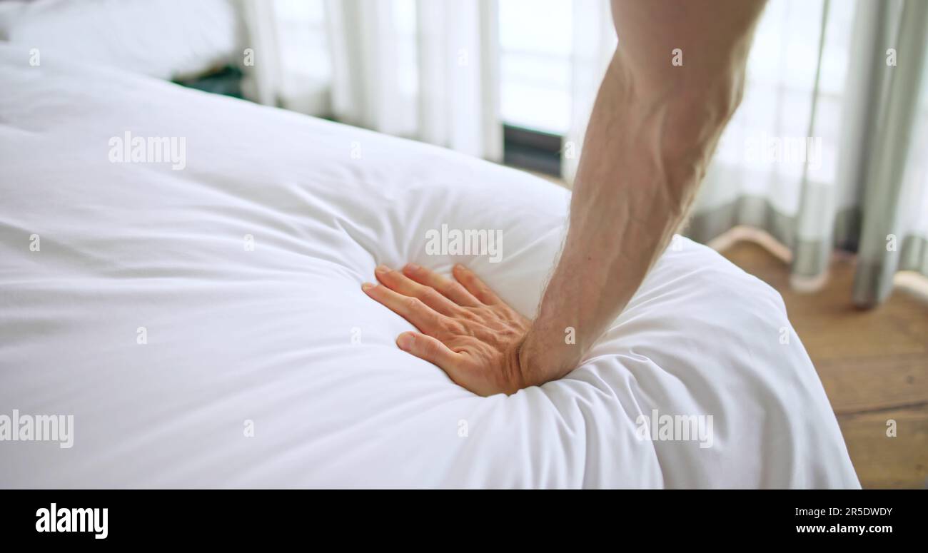 Hand Testing Orthopedic Memory Foam Core Mattress Stock Photo - Alamy