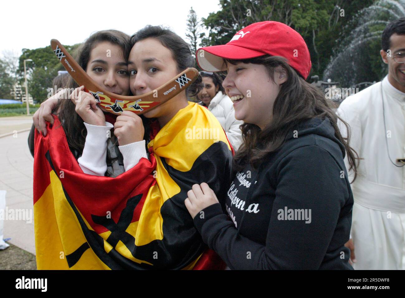 Spanish Catholics Maripily Castillo and Adriana Camin in Hyde Park, a ...