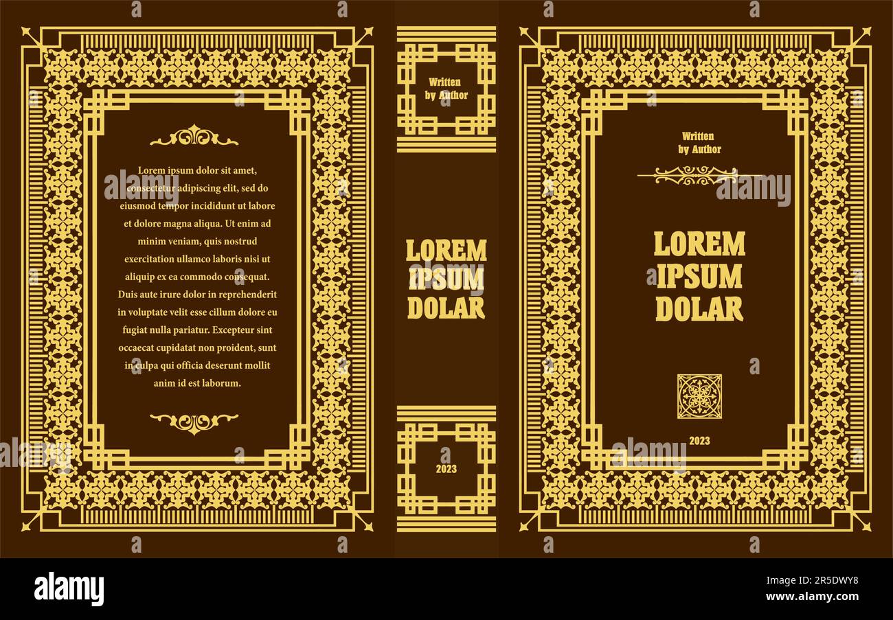 Ornate leather book cover and Old retro ornament frames. Royal Golden ...