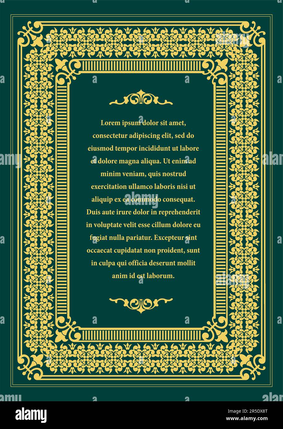 Ornate leather book cover and Old retro ornament frames. Royal Golden ...