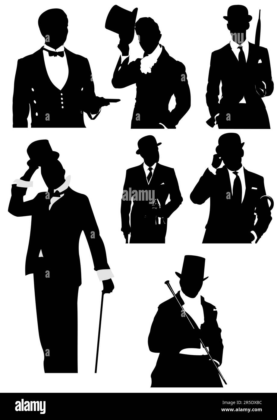 London handsome gentlemen. White-black vector illustration Stock Vector ...