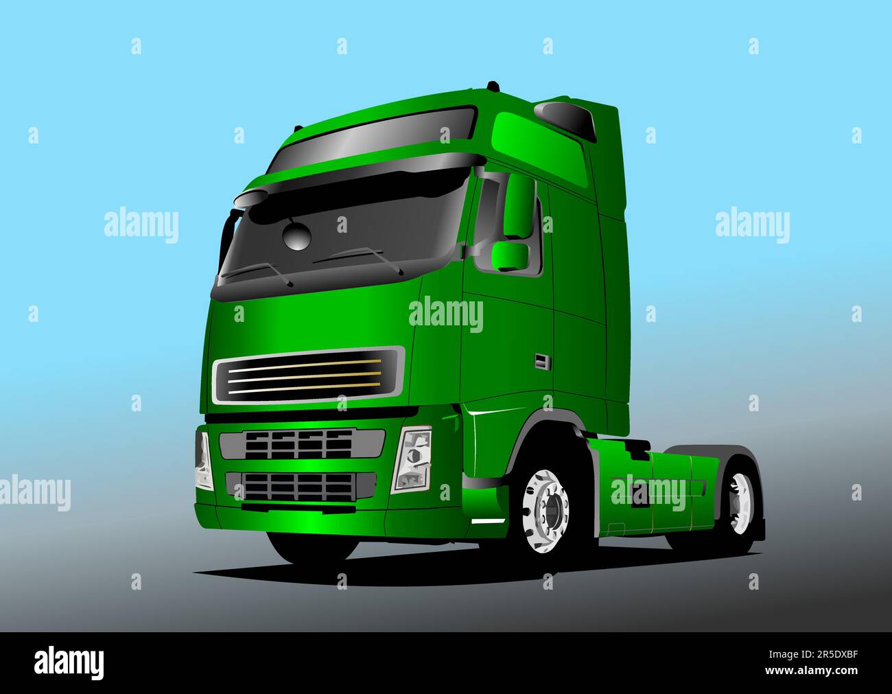 Vector 3d illustration of green truck on the road. Lorry Stock Vector ...