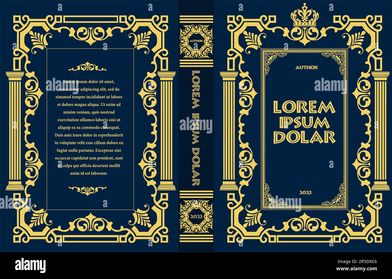 Ornate book cover and Old retro ornament frames. Royal Golden style ...