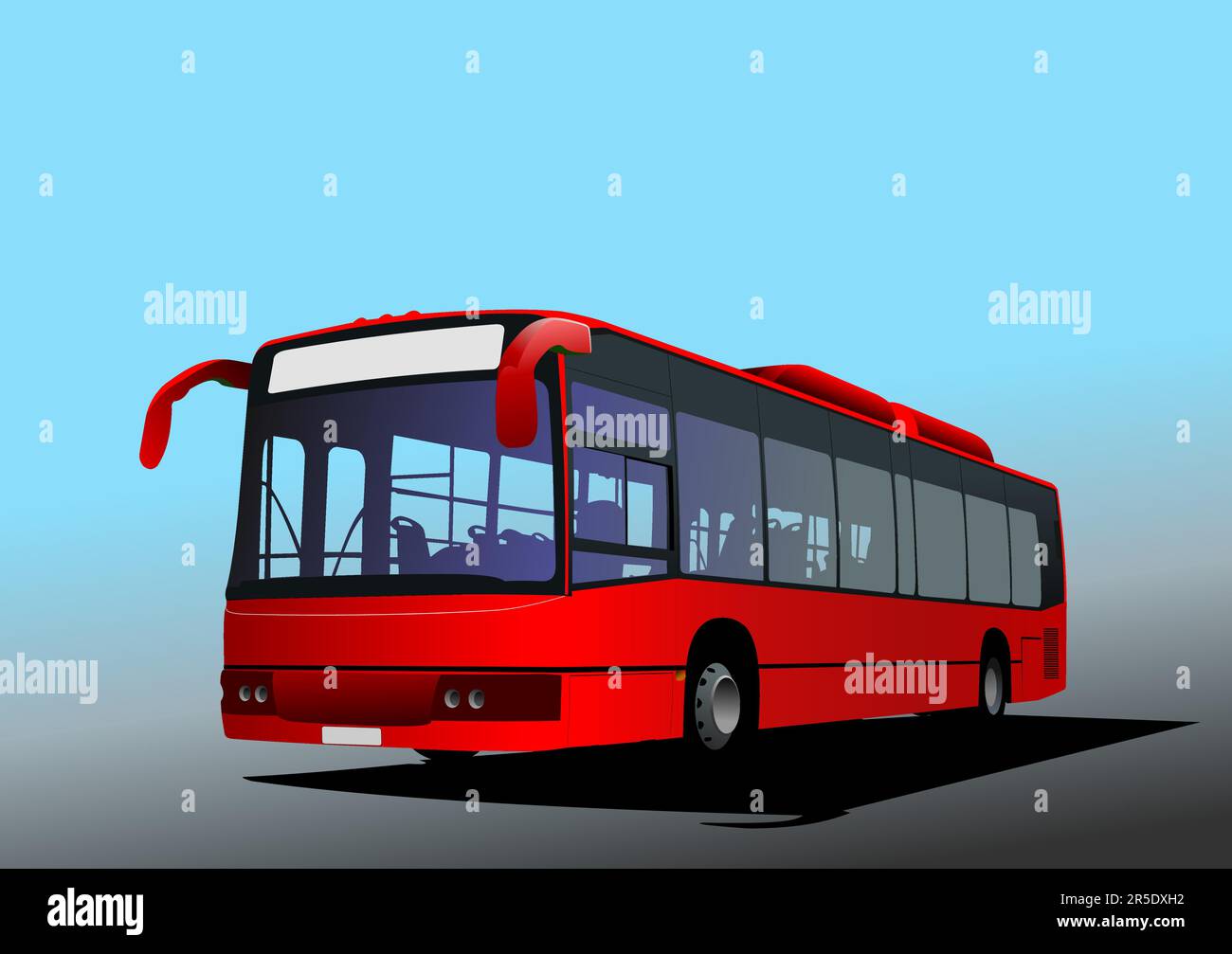 Red City bus on the road. Vector 3d illustration Stock Vector Image ...