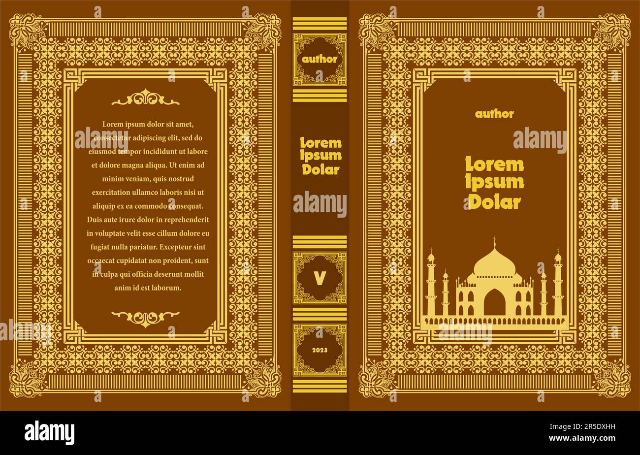 Old book cover in Islamic style. 3d vector cover illustration Stock ...