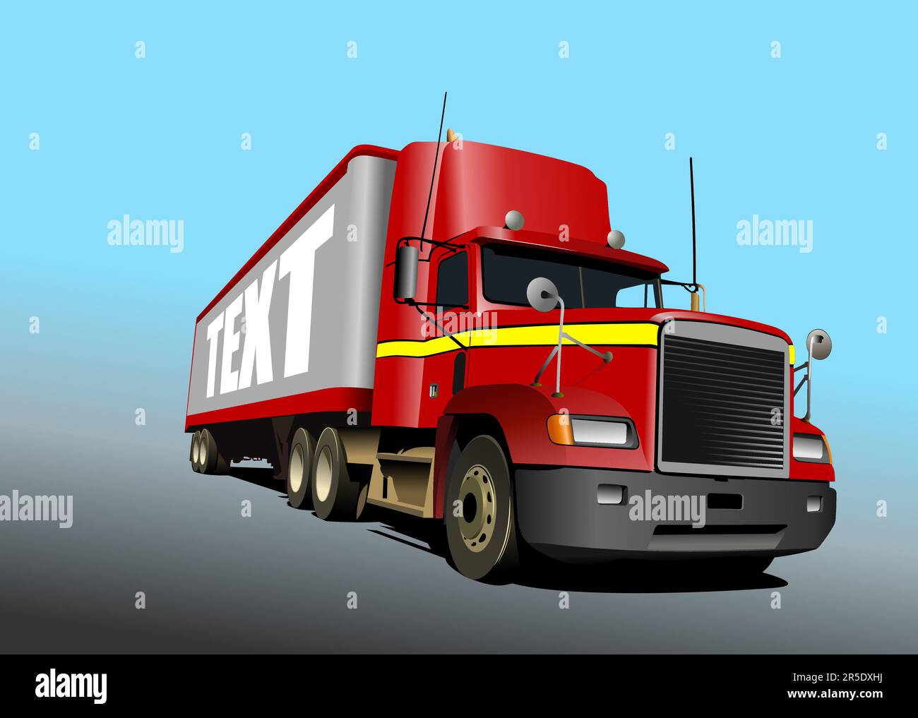 Vector 3d illustration of red truck on the road. Lorry Stock Vector ...