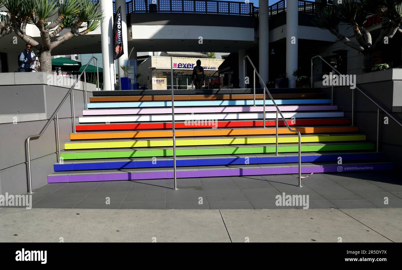 Los Angeles, California, USA 2nd June 2023 Rainbow Flag Stairs for ...