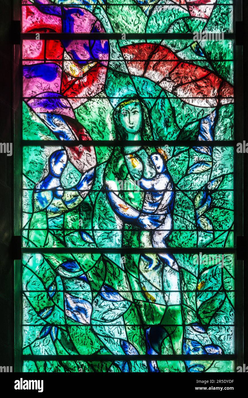Zurich, Switzerland - April 19. 2021 : Details of the stained glass ...