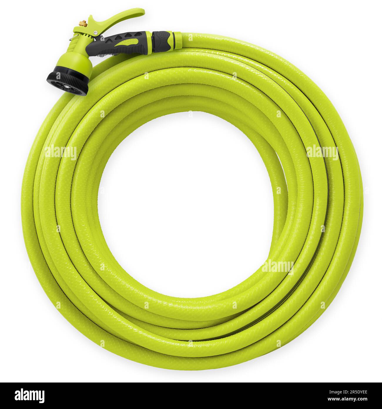 Gardening tool equipment. Garden green hose pipe with spray gun for ...