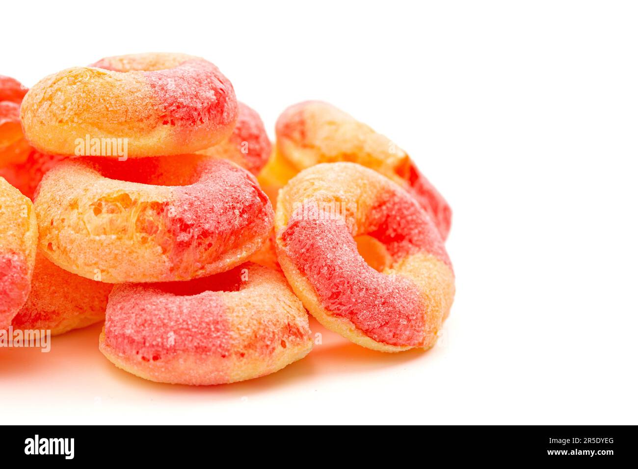 Freeze Dried Peach Rings on a White Background Stock Photo - Alamy