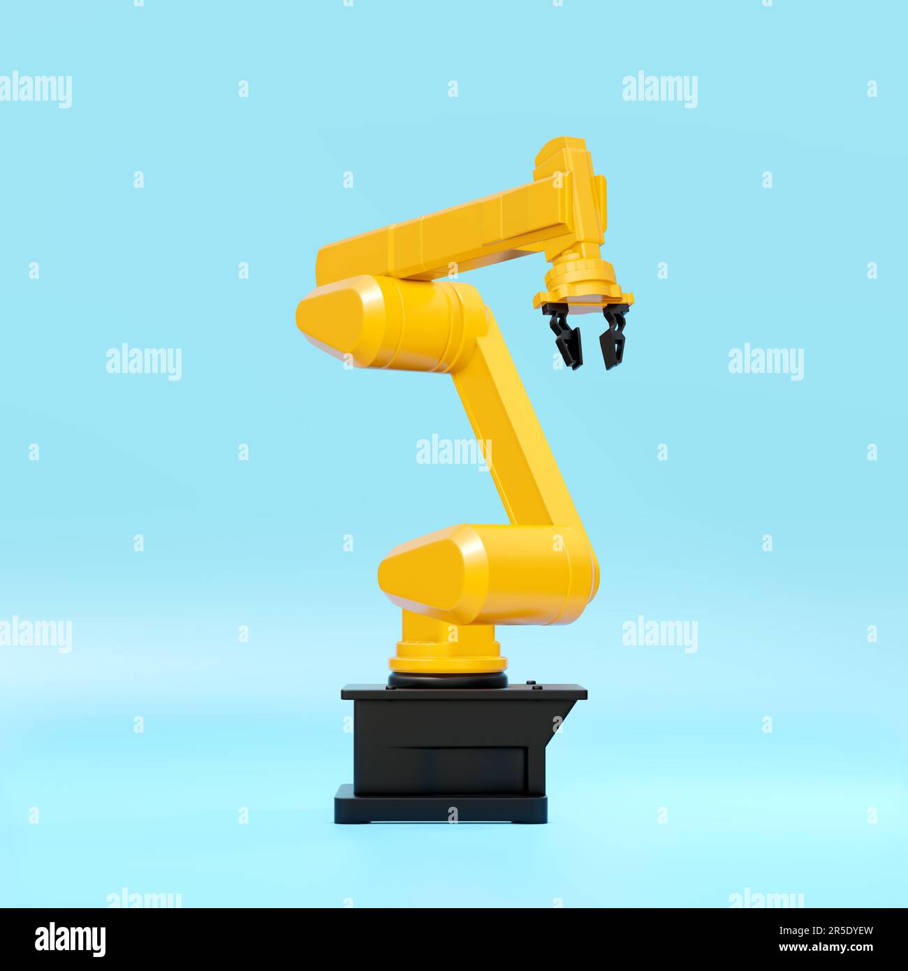 Yellow robot arm for industry. Digital factory production technology ...
