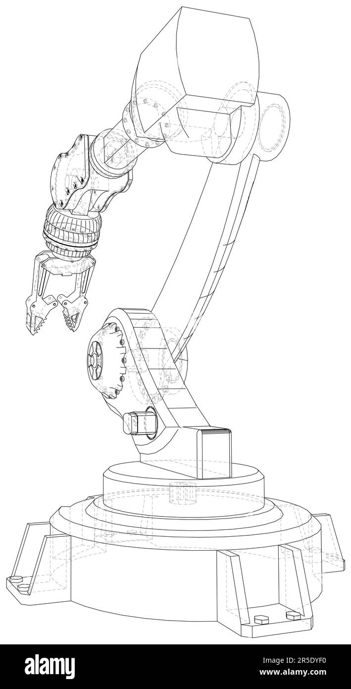 Robot hand wire-frame. Industrial robot manipulator. EPS10 format Stock ...