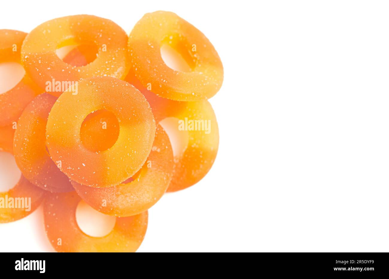 Healthy Sugar Free Peach Ring Candies on a White Background Stock Photo ...
