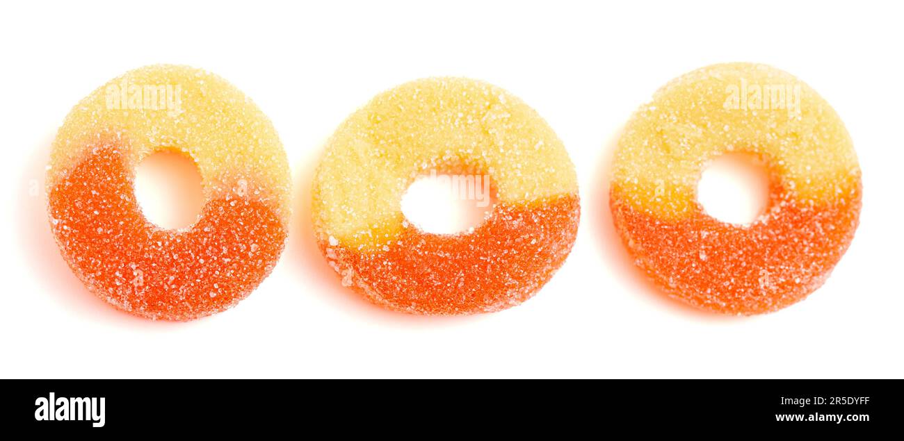 Classic Peach Ring Candies Isolated on a White Background Stock Photo ...