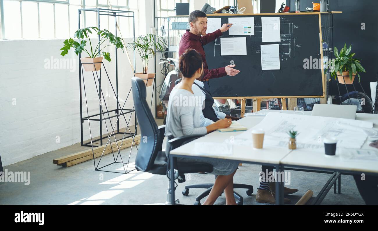 Mapping out a path to success. a young creative businessman doing a ...