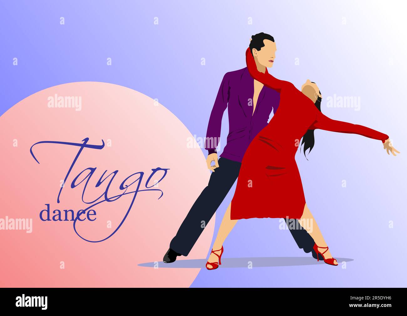 Couple Dancing A Tango Vector Colored 3d Illustration Stock Vector