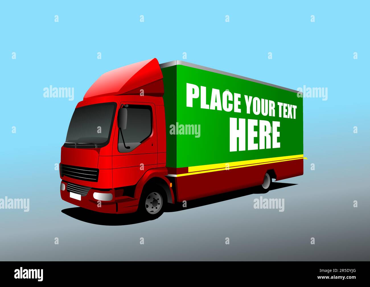 Vector 3d illustration of red-green truck on the road. Lorry Stock ...